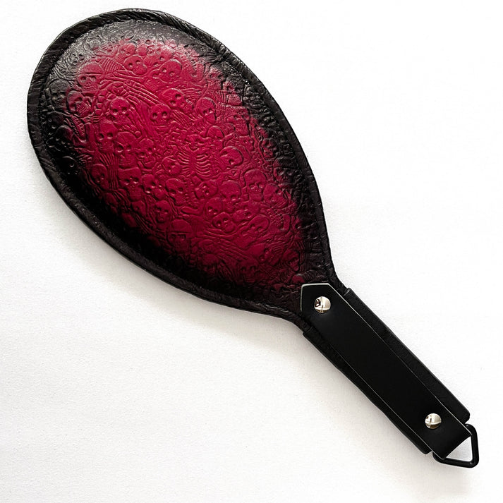 Padded Round Paddle - Two-Tone Embossed Skulls – Leather by Danny